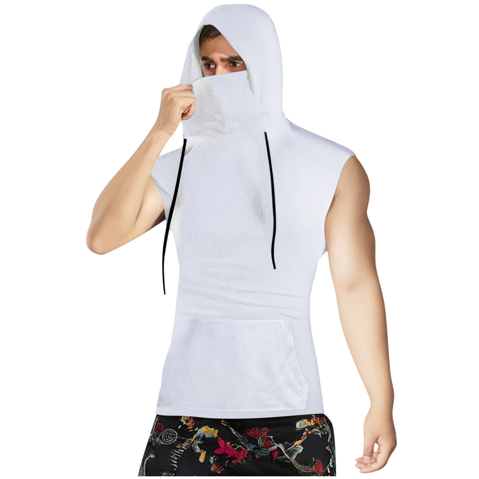 BUIGTTKLOP Sleeveless Shirts for Mens Hooded Tank Tops with Face Mask ...