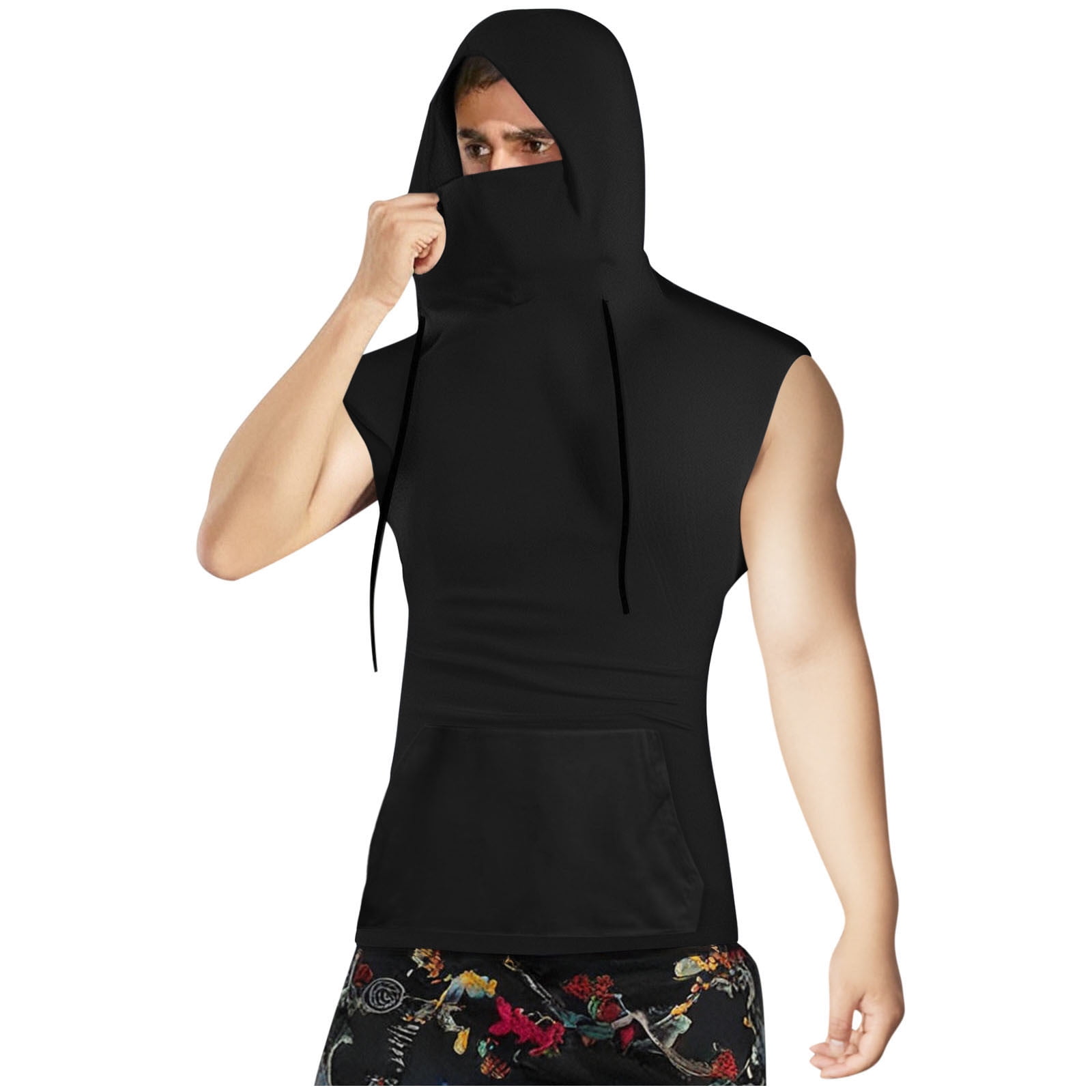 BUIGTTKLOP Sleeveless Shirts for Mens Hooded Tank Tops with Face Mask ...
