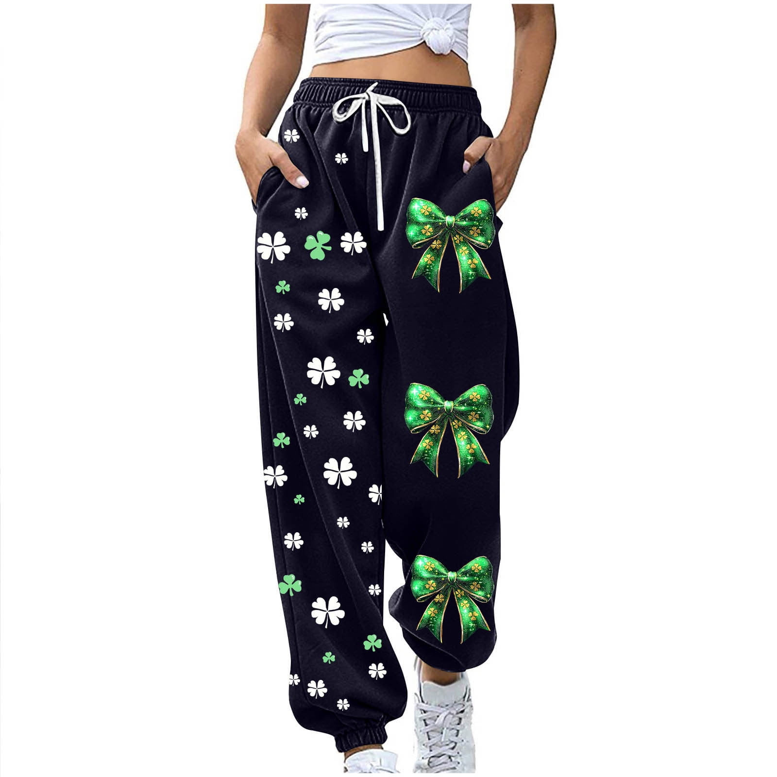 BUIGTTKLOP St. Patricks Day Sweatpants for Women Graphic Print High ...