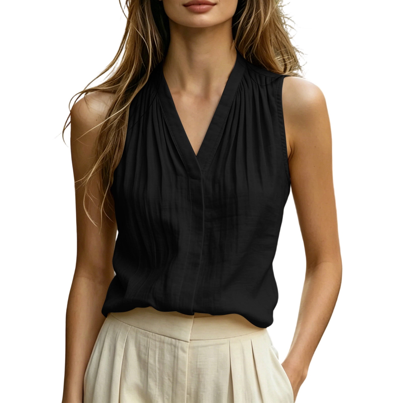 BUIGTTKLOP Summer Tank Tops for Women Dressy Casual Sleeveless Pleated ...