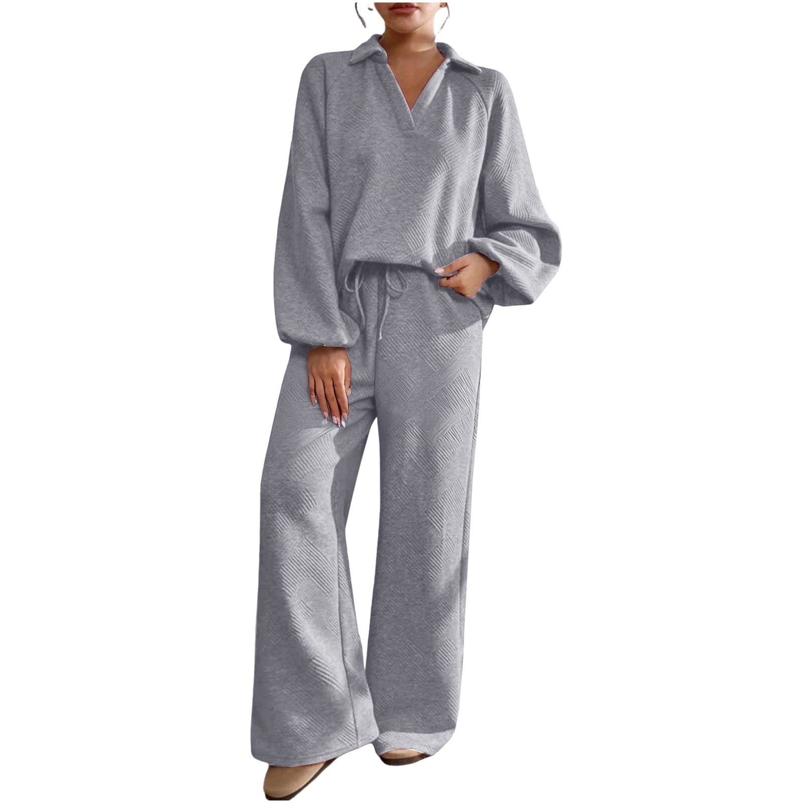 BUIGTTKLOP Sweatsuits Women 2 Piece Outfit Long Sleeve V Neck ...