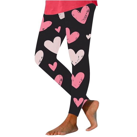 BUIGTTKLOP Valentine's Day Leggings for Women Heart Print Yoga Pants ...