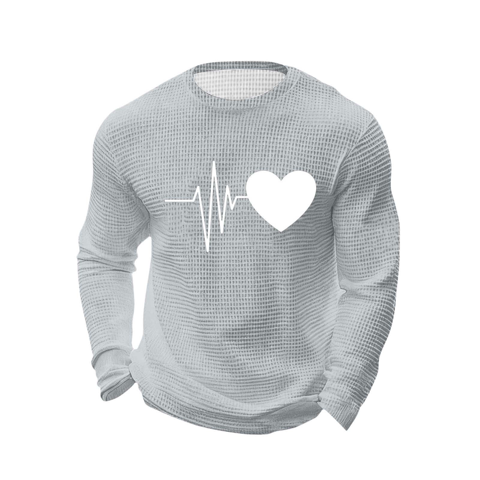 BUIGTTKLOP Valentine's Day Plus Size Tops for Men Heart Print ...