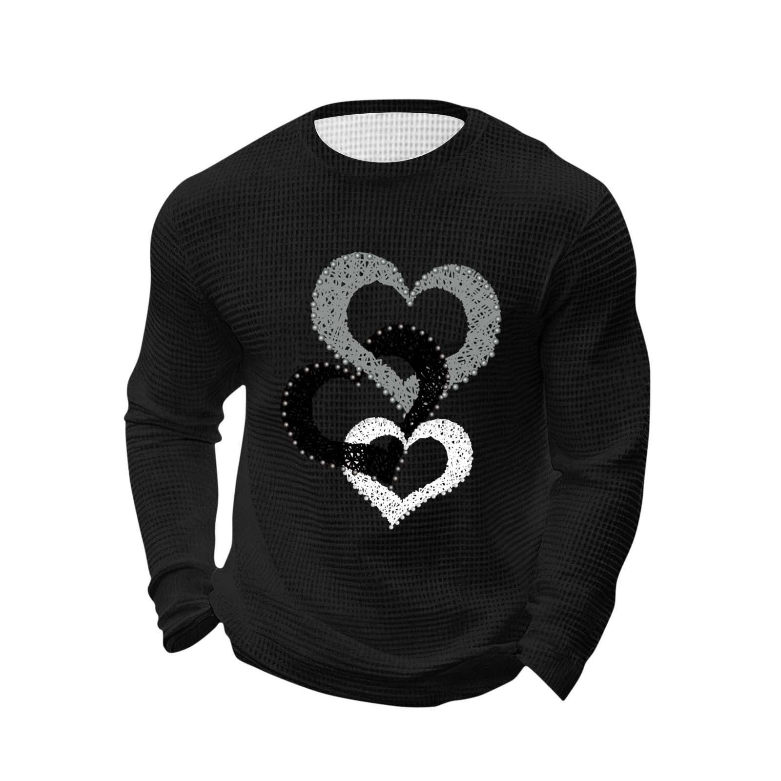 BUIGTTKLOP Valentine's Day Plus Size Tops for Men Heart Print ...