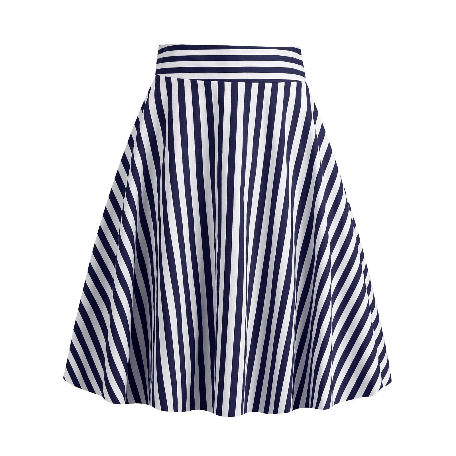 BUIGTTKLOP Women Casual Stripe Skirt Zipper High Waisted Long Flowy a ...