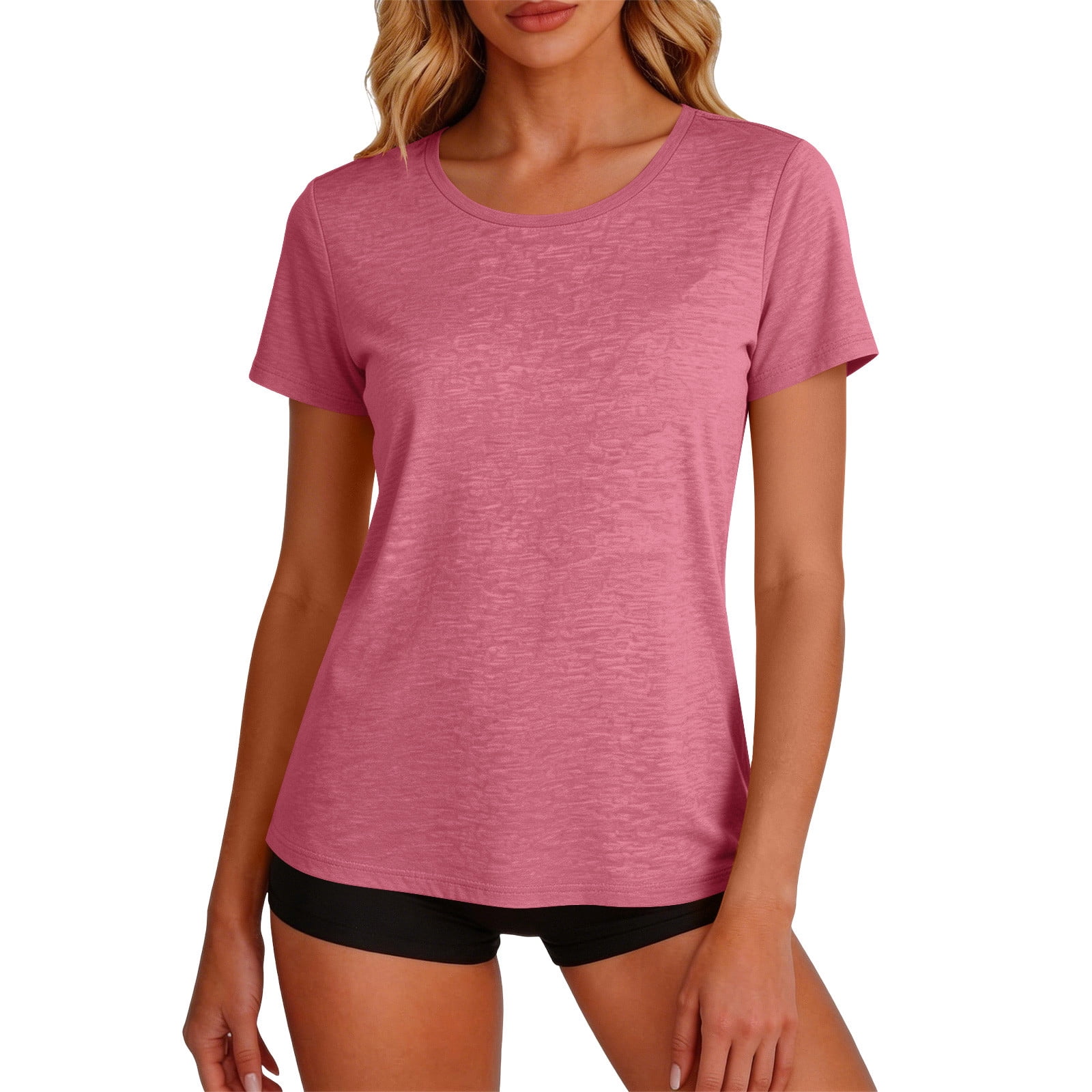 BUIGTTKLOP Women's Long Workout Tops Short Sleeve Mesh Open Back ...