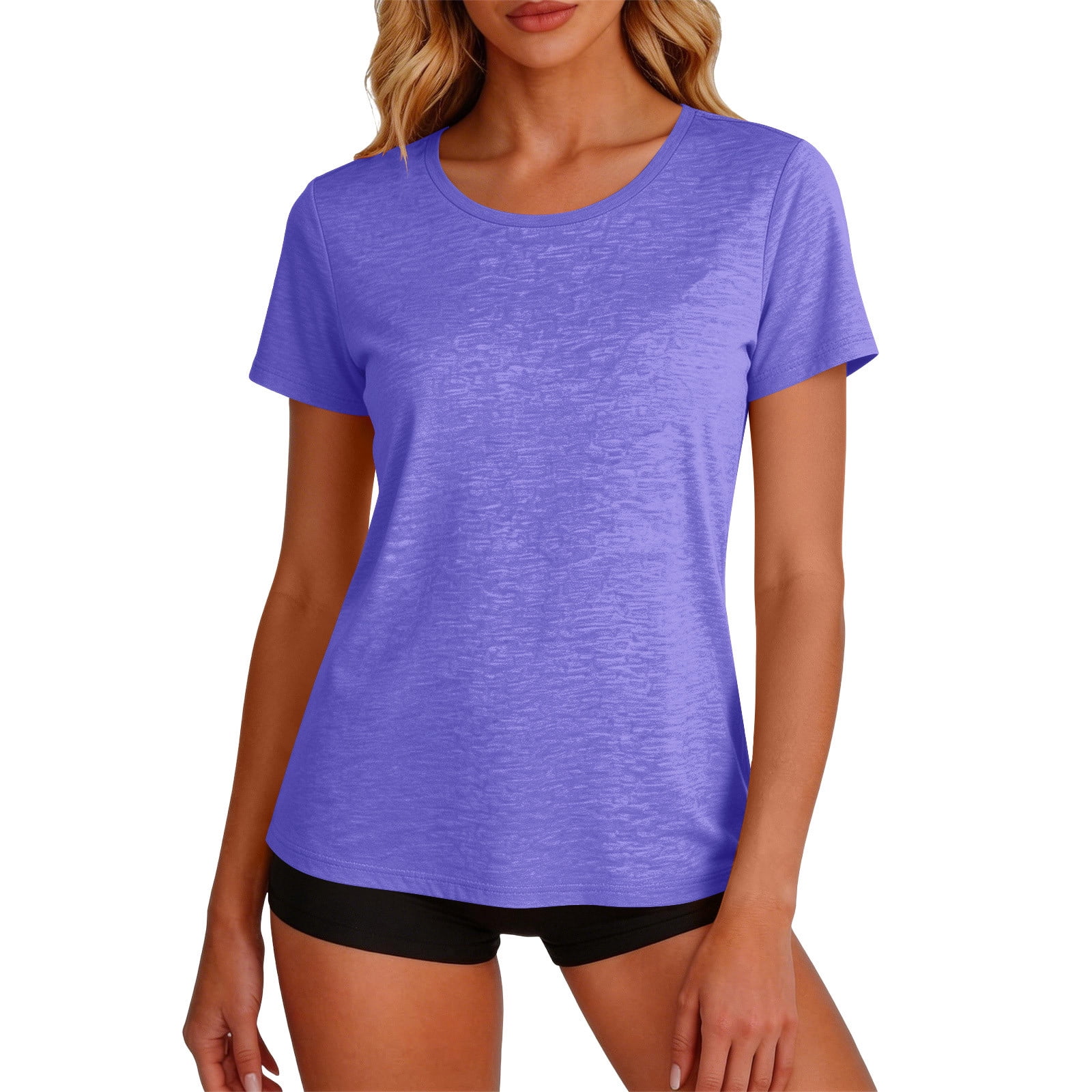 BUIGTTKLOP Women's Long Workout Tops Short Sleeve Mesh Open Back ...