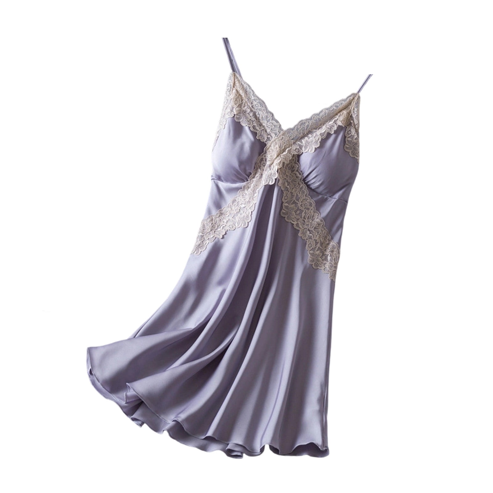 BUIGTTKLOP Women's Satin Silk Lace Chemise Nightgown, Adjustable ...