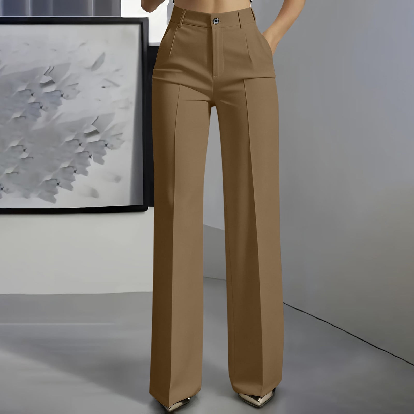 BUIGTTKLOP Women's Wide Leg Dress Pants High Waisted Business Casual ...
