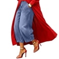 BUIGTTKLOP Womens Jeans Elastic High Waisted Stretchy Baggy Wide Leg ...