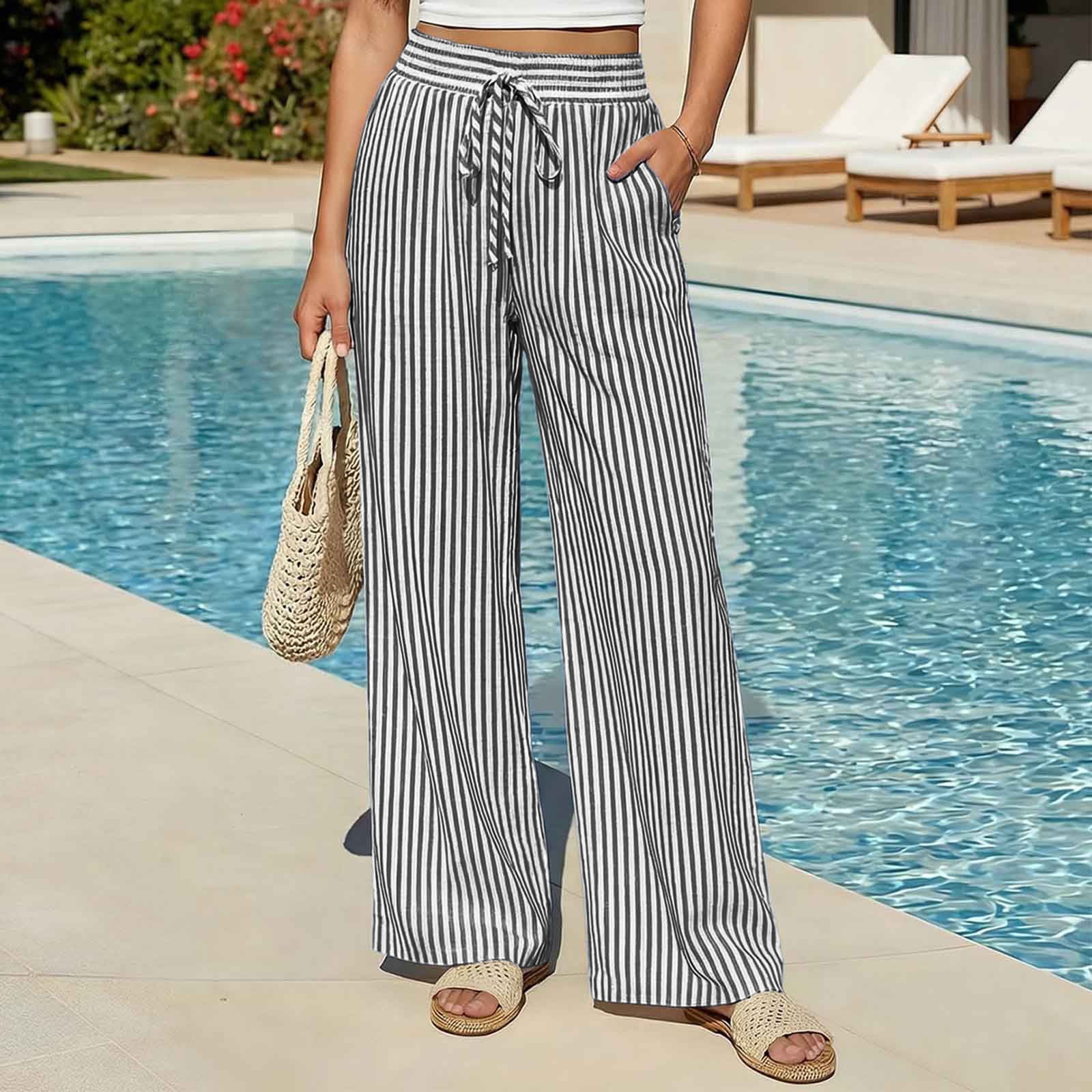 BUIGTTKLOP Womens Pants Casual Drawstring Elastic Waist Lounge Pants ...