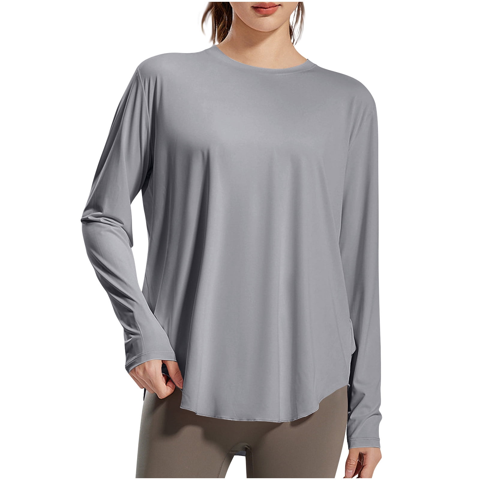 BUIGTTKLOP Workout Tops for Women Long Sleeve Yoga Shirts Crew Neck ...