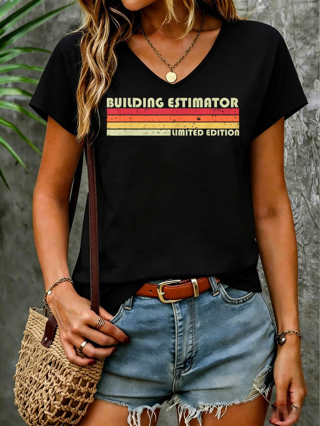 BUILDING ESTIMATOR Funny Job Title Birthday Worker Idea V Neck T-Shirt ...