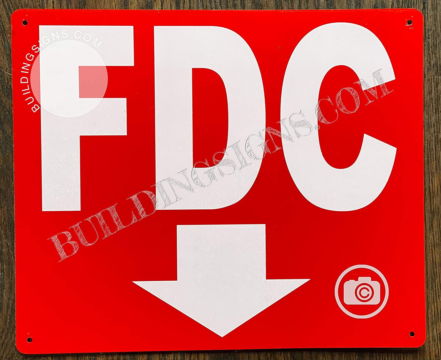 BUILDINGSIGNS.COM FDC Sign -FDC Arrow Down Sign (RED, Reflective ...
