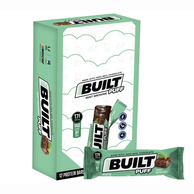 BUILT Bar Puff Protein Bar, Collagen, Gluten Free, Low Sugar, Mint ...