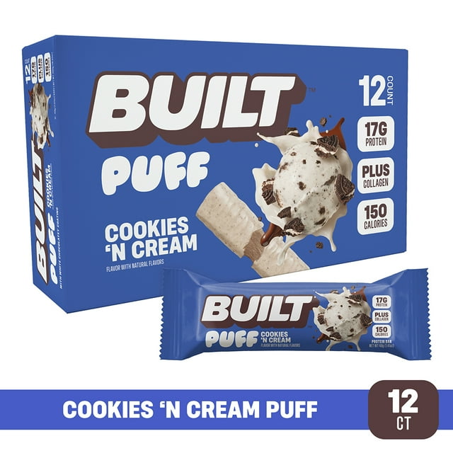 BUILT High Nutritional Protein Bar, 17g Protein, Collagen, Gluten Free, Marshmallow Texture ...