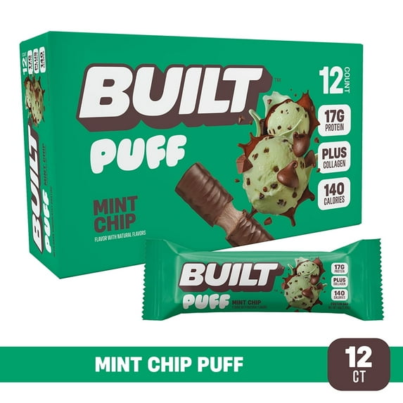 Built Bar, Mint Chip Puff Protein Bars, High Protein, Collagen, Gluten ...