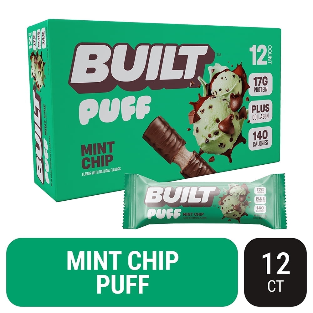 BUILT Bar, Puff Protein Bars, Mint Chip, High Protein, Collagen, Gluten ...