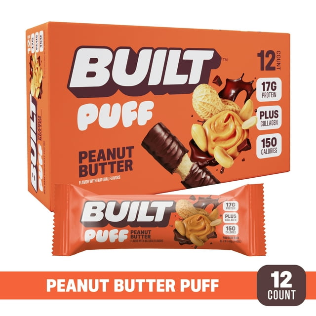 BUILT Bar, Puff Protein Bars, Peanut Butter, High Protein, Collagen ...
