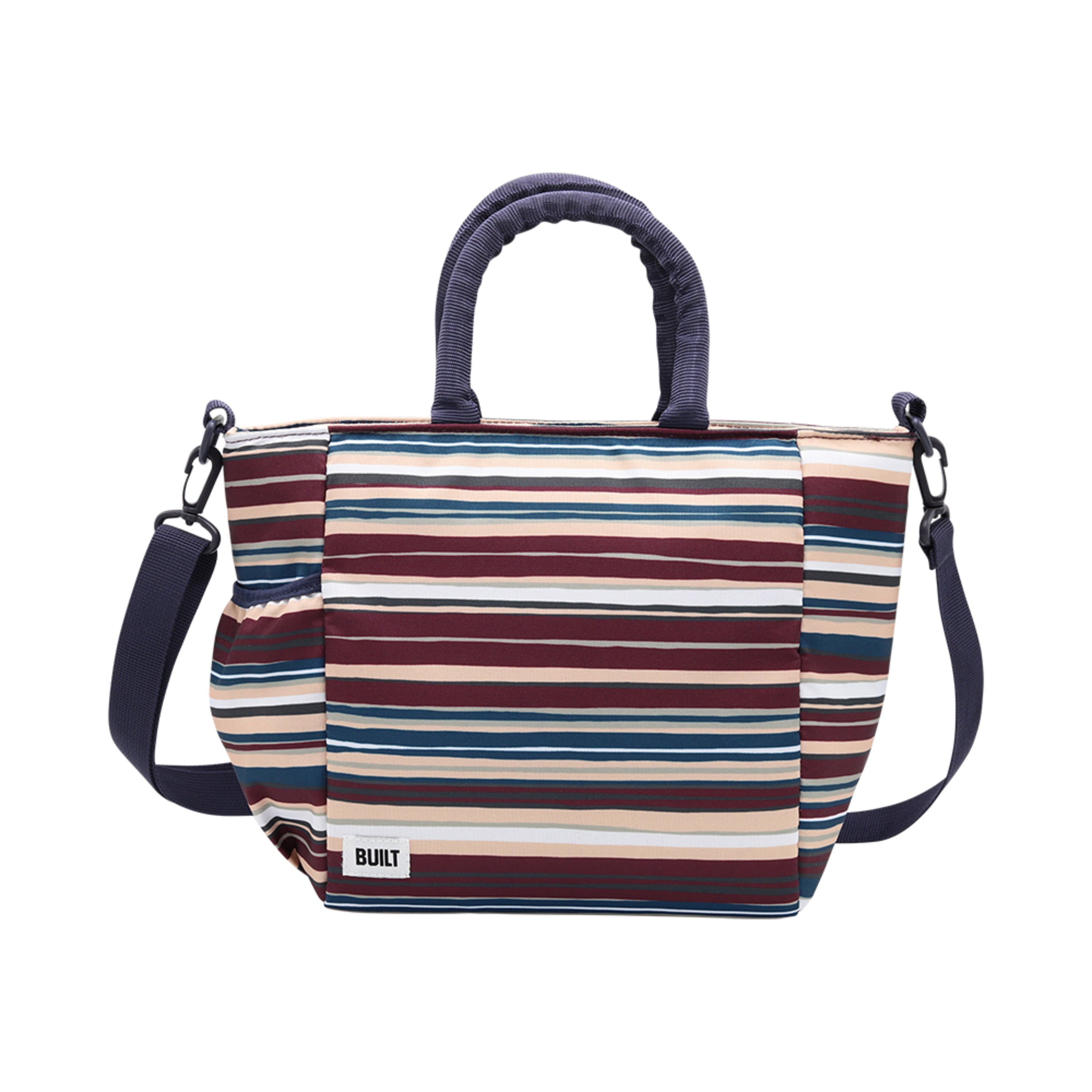 BUILT I Love Lunch Insulated Polyester Lunch Bag, Maroon Stripe ...