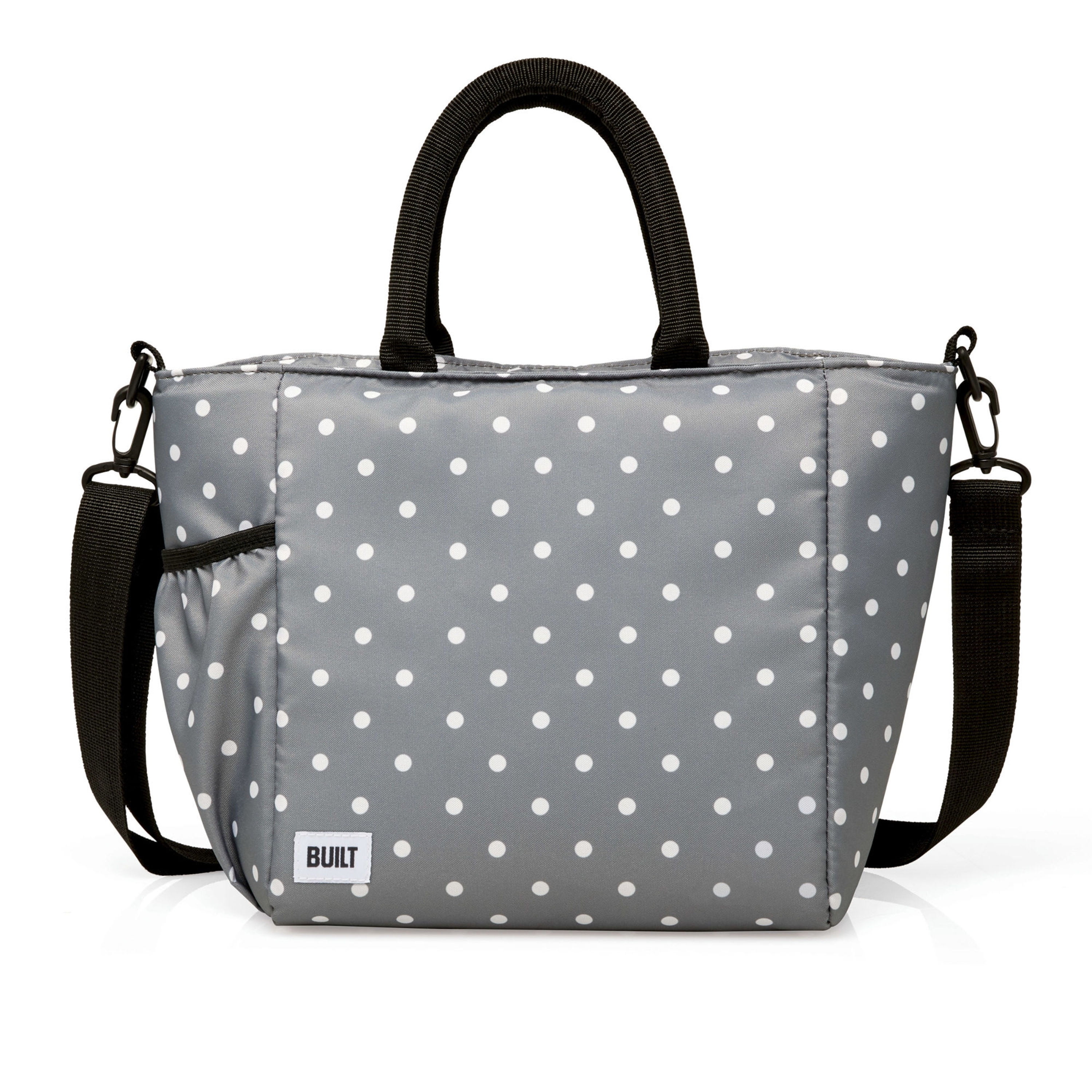 BUILT I Love Lunch Insulated Polyester Lunch Bag, Grey with White Dots ...