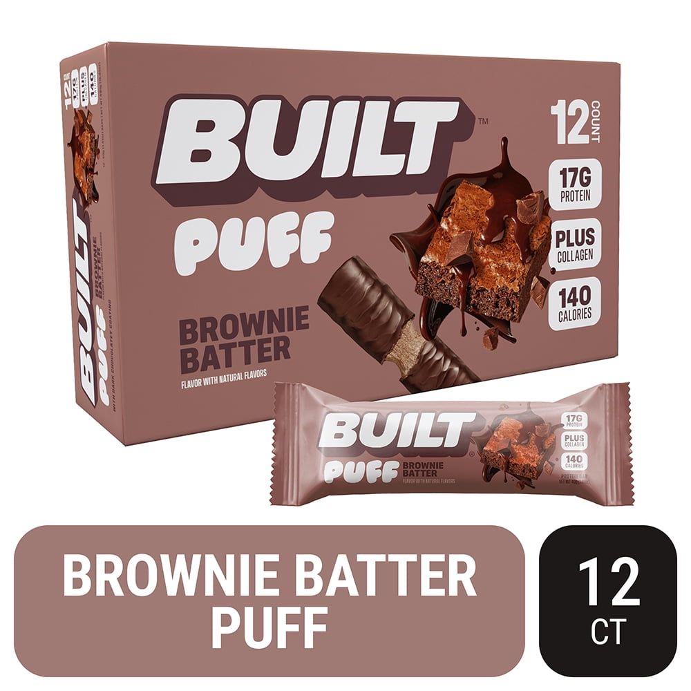 BUILT Bar, Puff Protein Bars, Brownie Batter, High Protein, Collagen ...