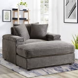 BUIORD 43.3" Accent Chair with Ottoman, Oversized Corduroy Single Sofa ...