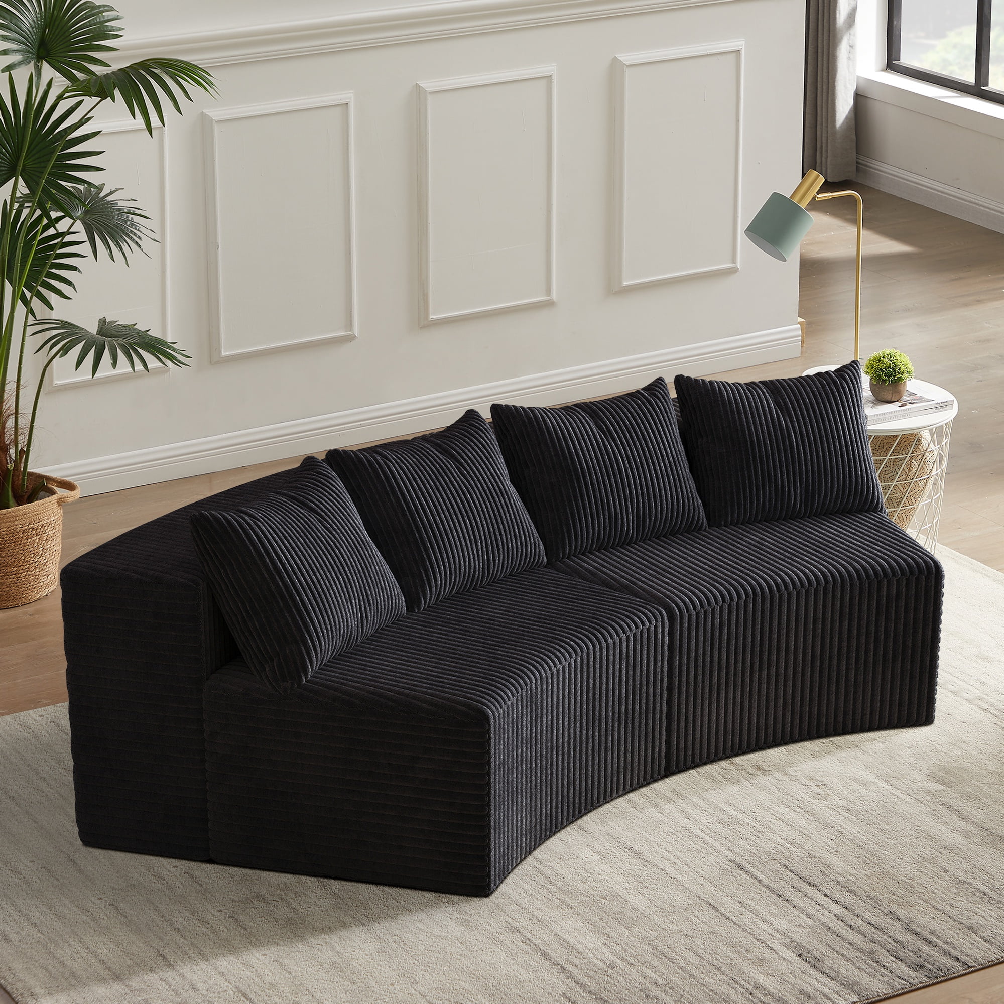 BUIORD 90.5" Curved Modular Sectional Sofa, Oversize Sponge Corduroy ...