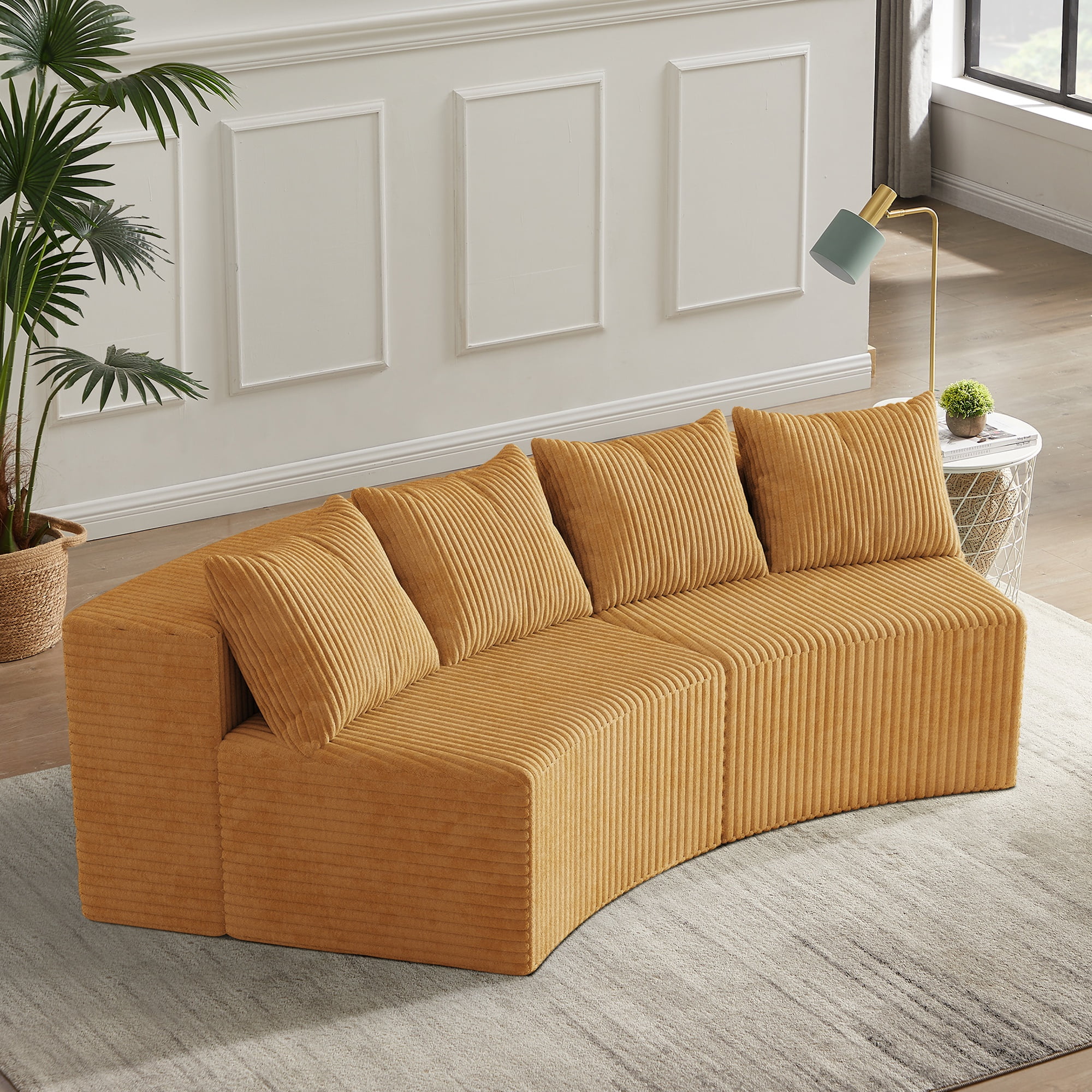 BUIORD 90.5" Curved Modular Sectional Sofa, Oversize Sponge Corduroy ...