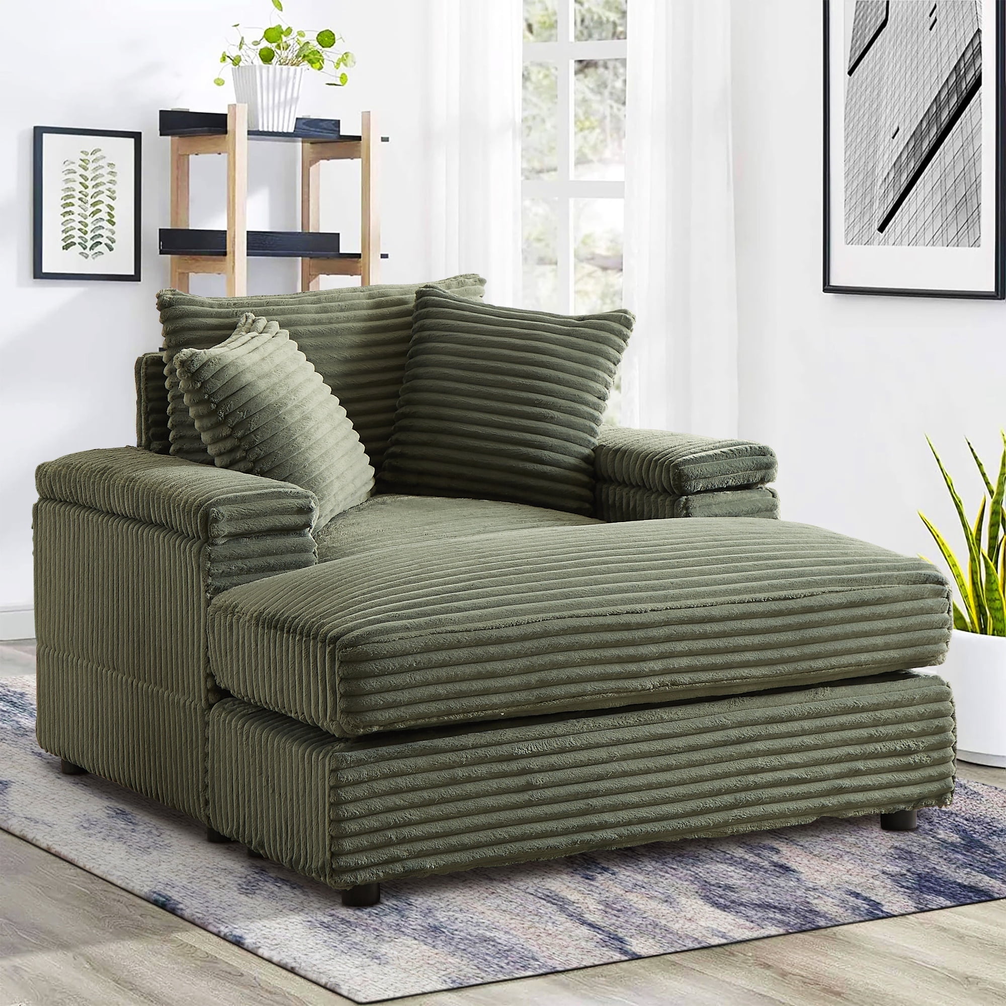 BUIORD Uptown Modern Corduroy Solid Wood Single Sofa Storage Accent ...
