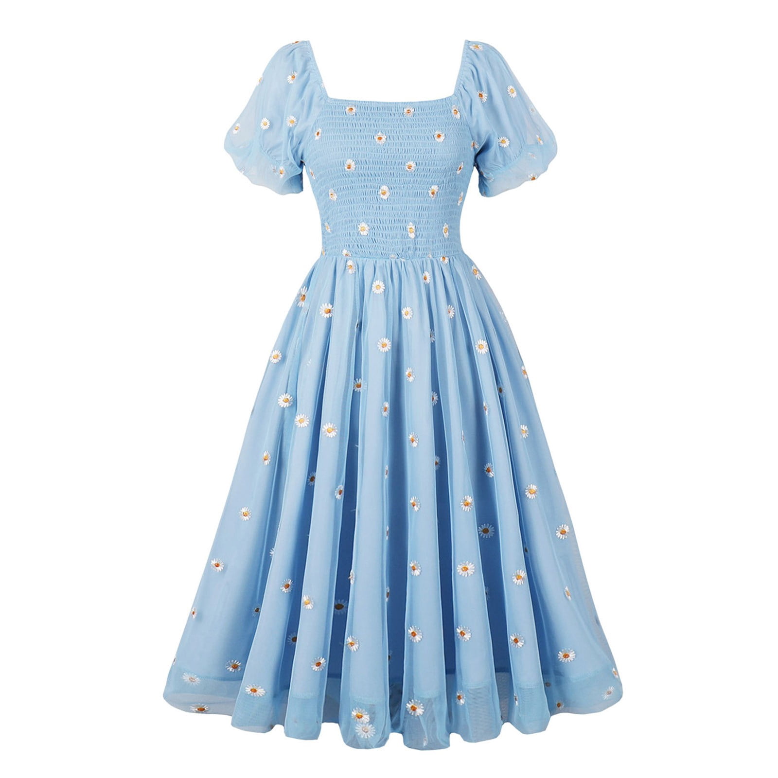 BUIgtTklOP Dresses for Women Women's Dress Puff Sleeve Square Neck ...