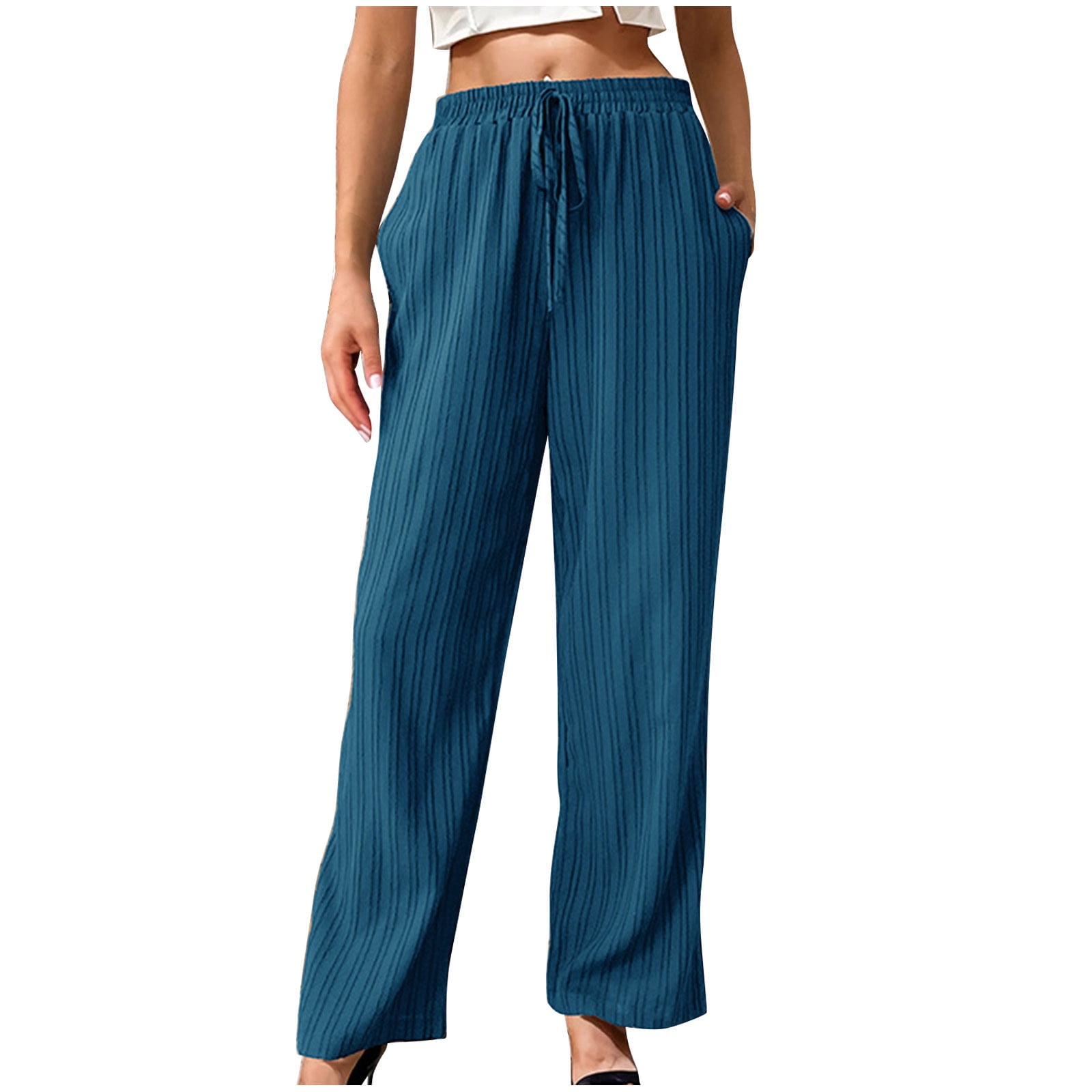 Buigttklop Pants for Women 2024 Women'S Solid High Waisted Pants Ladies ...