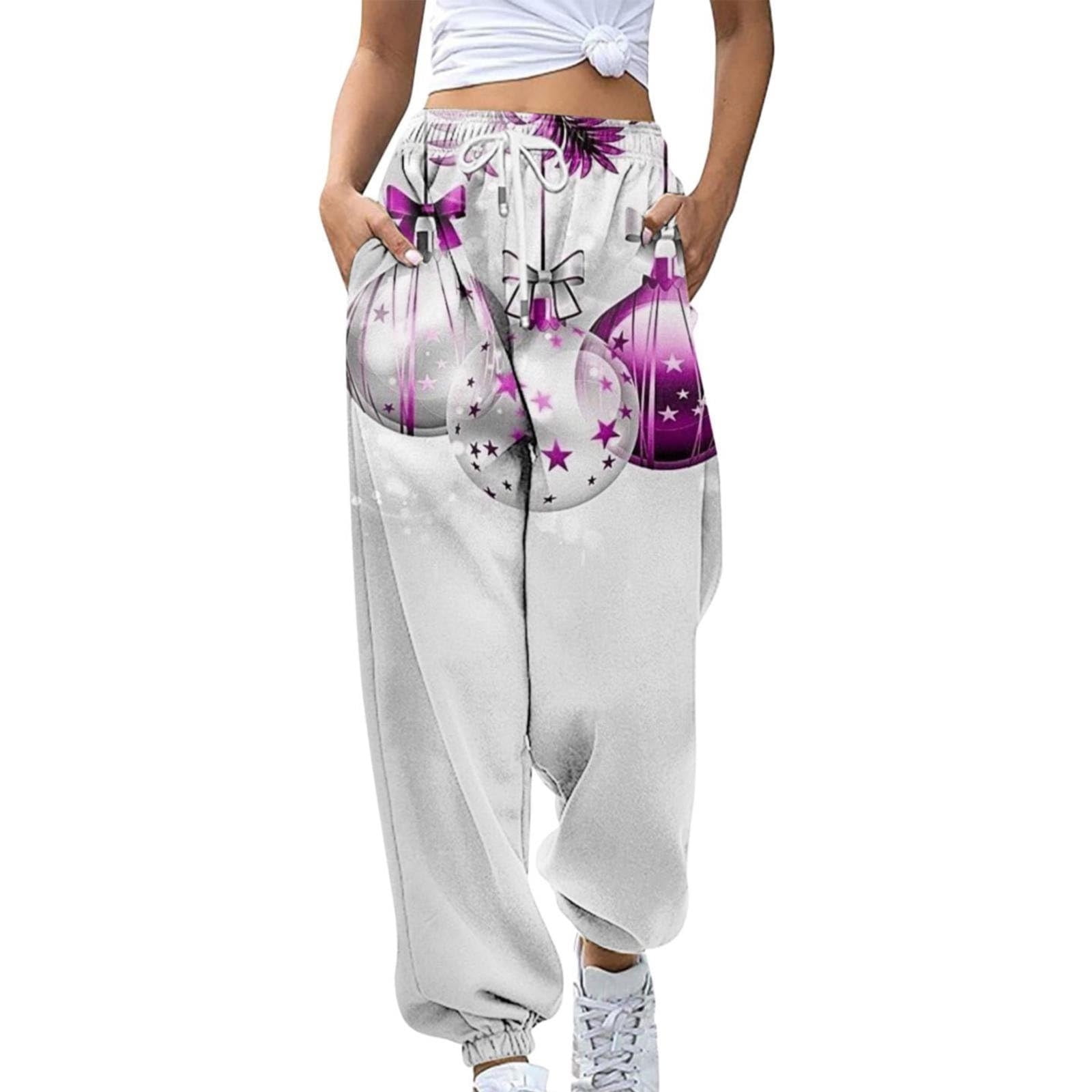 Buigttklop Pants for Women Womens Print Sweatpants Loose Lounge ...