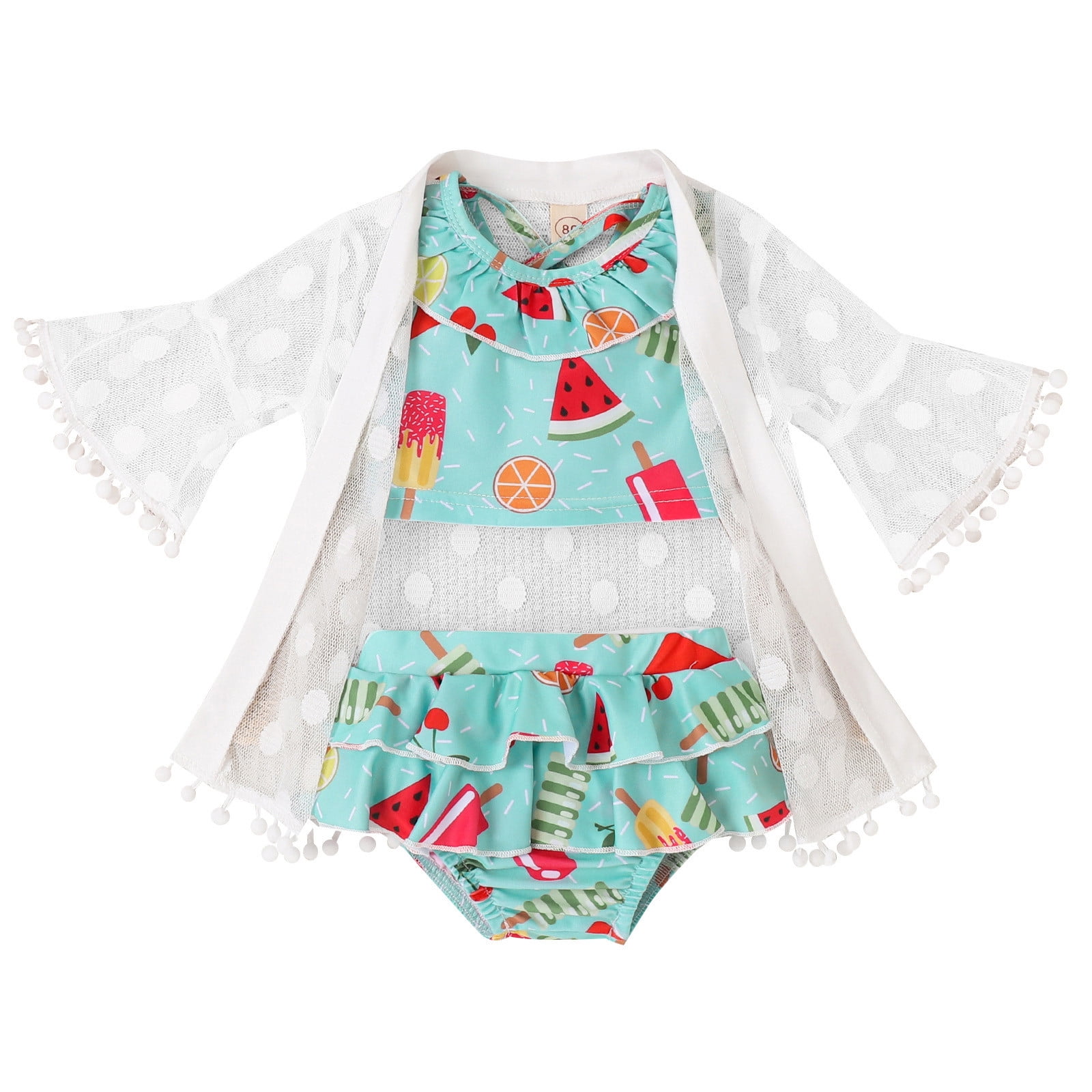 BUIgtTklOP Summer Girls' Ruffled Hanging Neck Swimsuit Watermelon ...