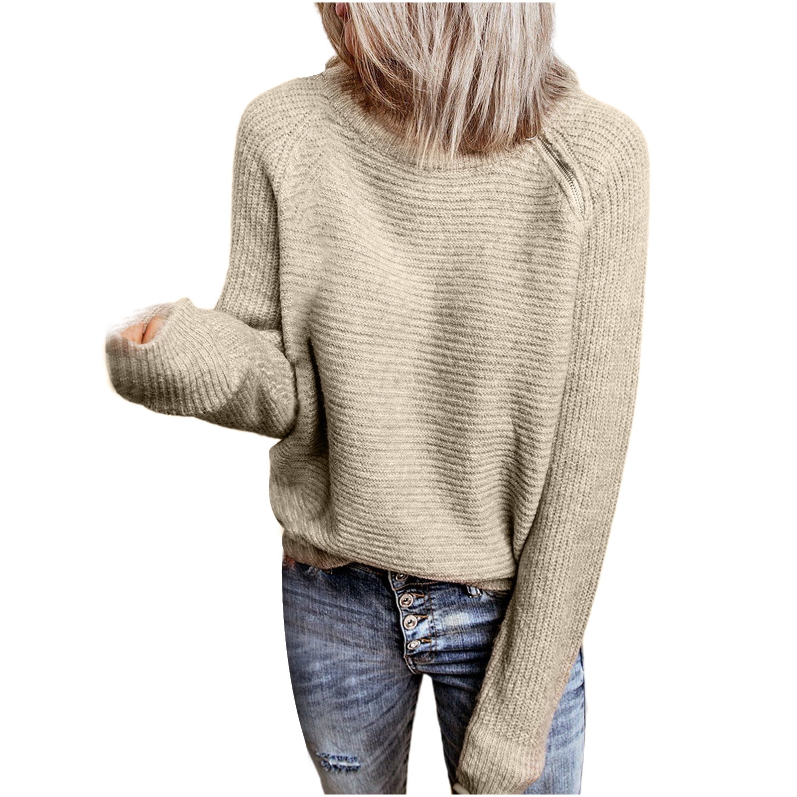 BUIgtTklOP Sweaters for Women Clearance Winter Women'S Solid Color High ...