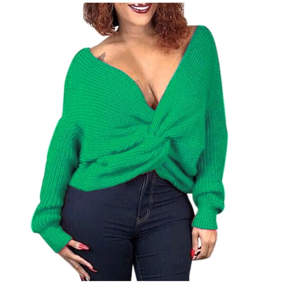 BUIgtTklOP Sweaters for Women Clearance Women'S Deep V-Neck Cross Two ...