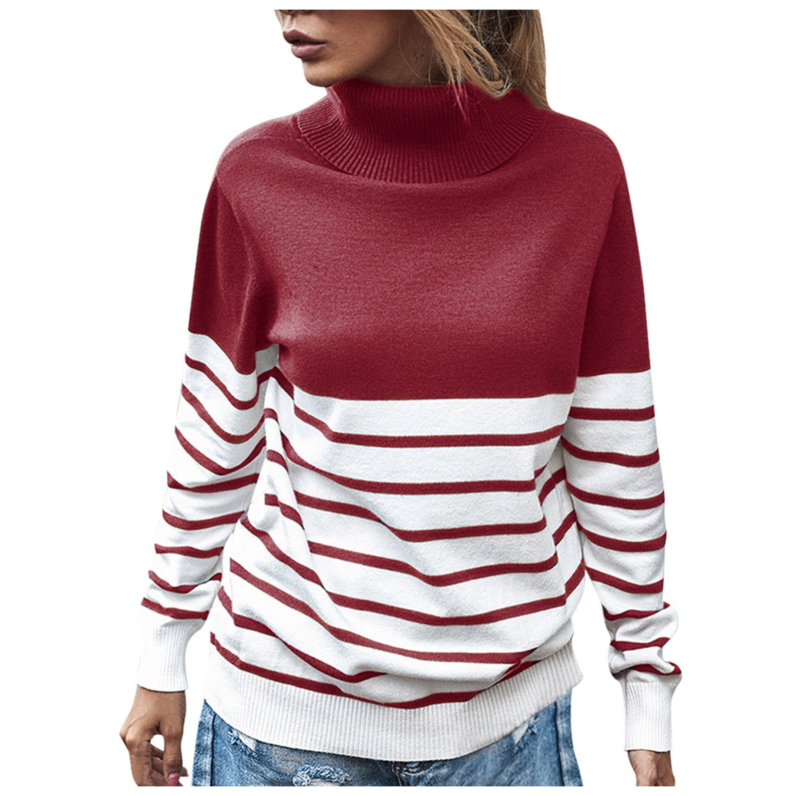BUIgtTklOP Sweaters for Women Clearance Women'S and Winter High-Neck ...