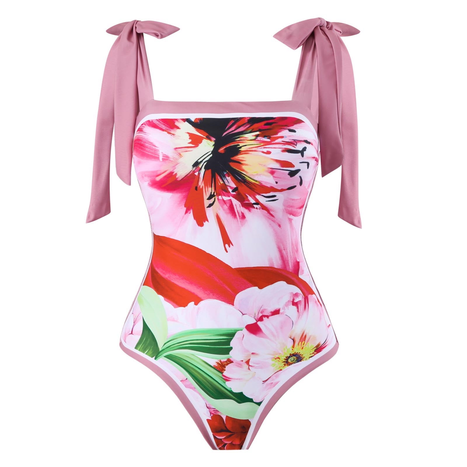 Buigttklop Tummy Control Swimsuits for Women 2024 Ladies Retro Flower ...