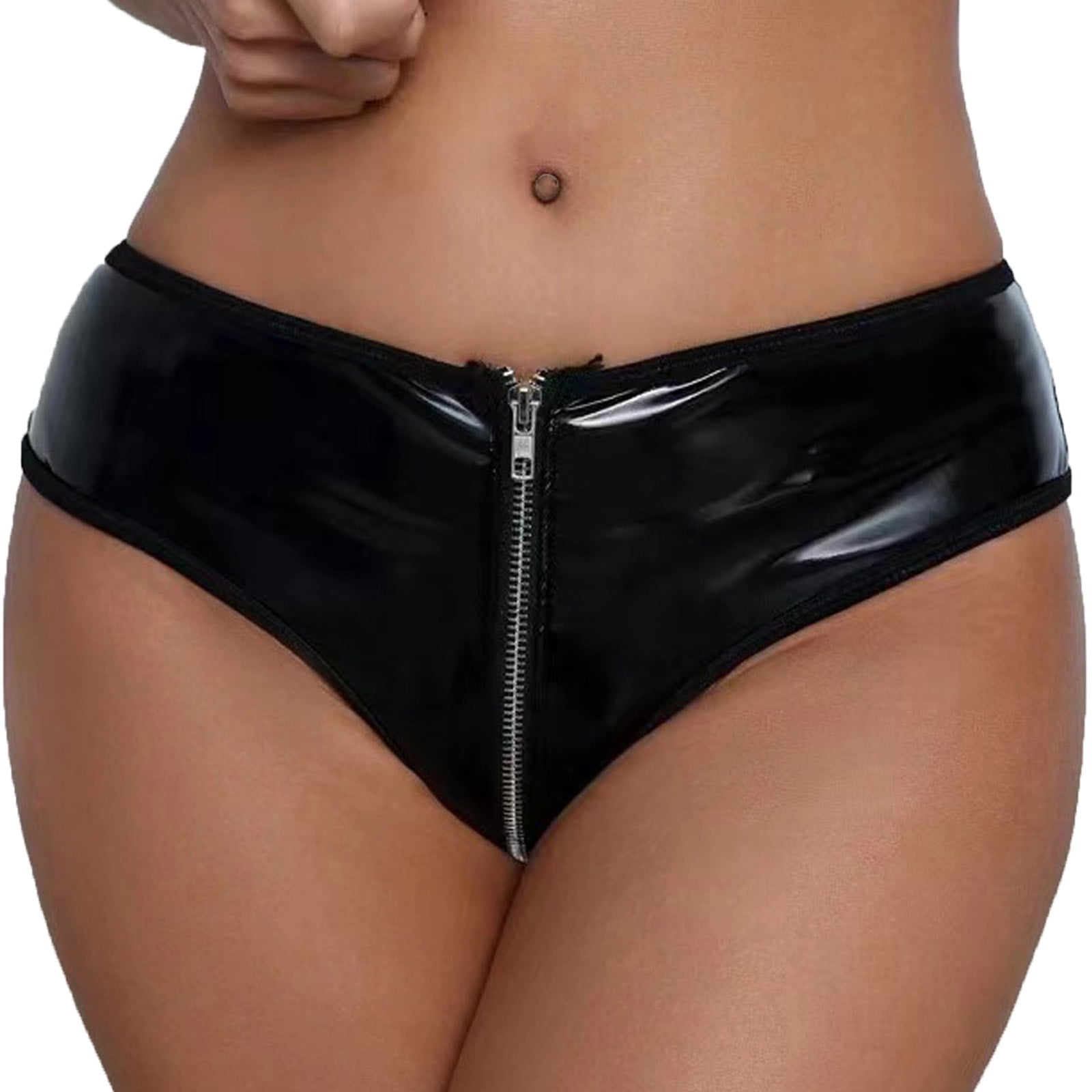 Buigttklop Womens Shiny Metallic Rave Booty Shorts Low Rise Hot Pants Bottom For Raves