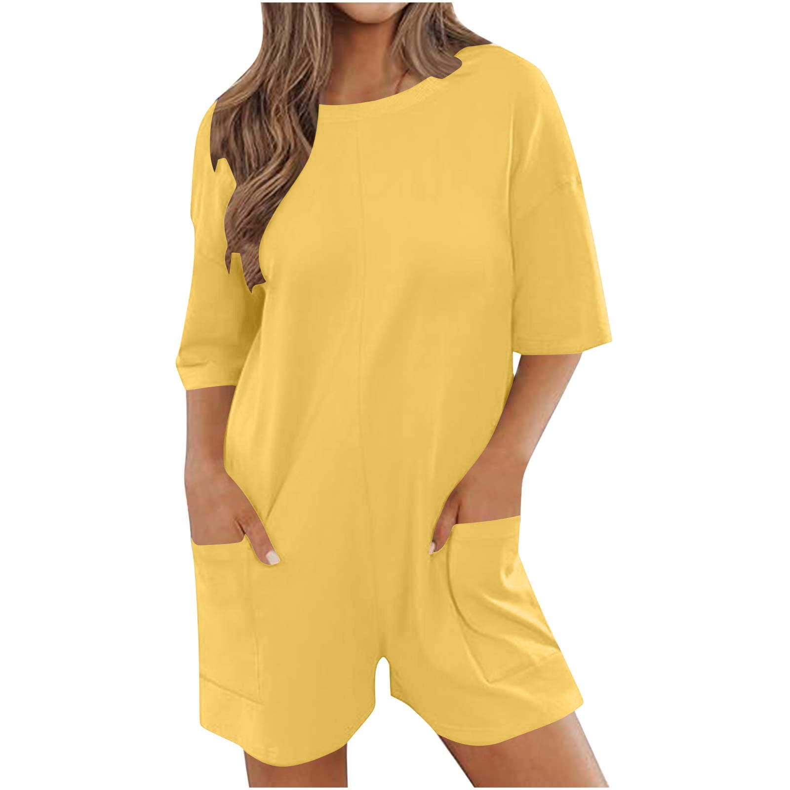BUIgtTklOP Women's Summer Oversized Hot Short Tee Romper Casual Workout ...