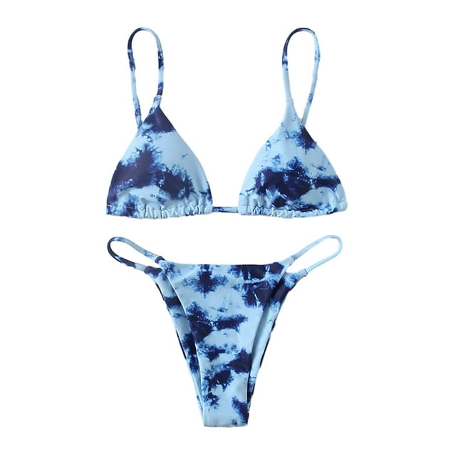 BUIgtTklOP Women's Triangle Bikini Set Colorful Tie Dyed Bikini Women's ...