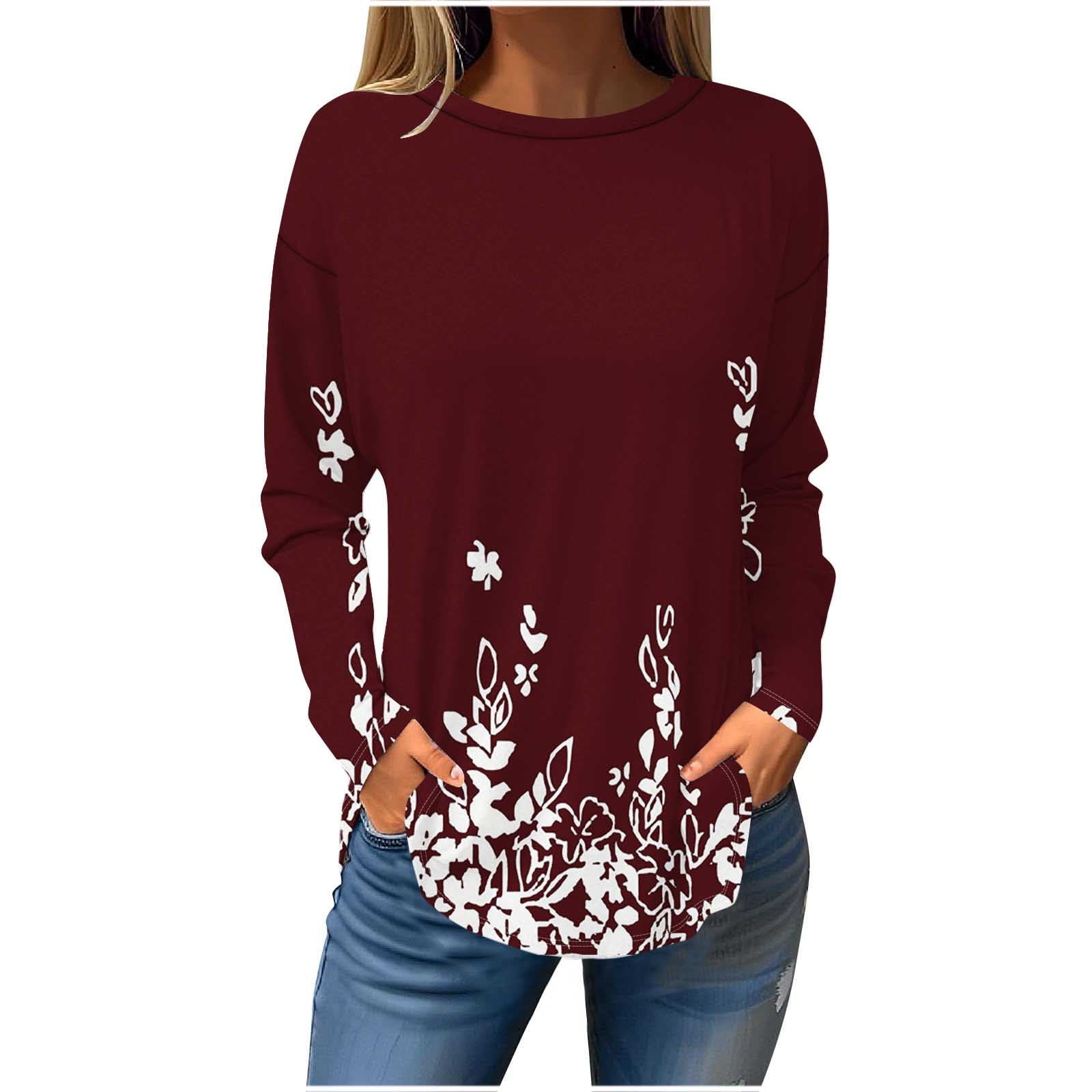 Buigttklop Fall Tunics T Shirts for Women Plus Size Blouses Dressy ...