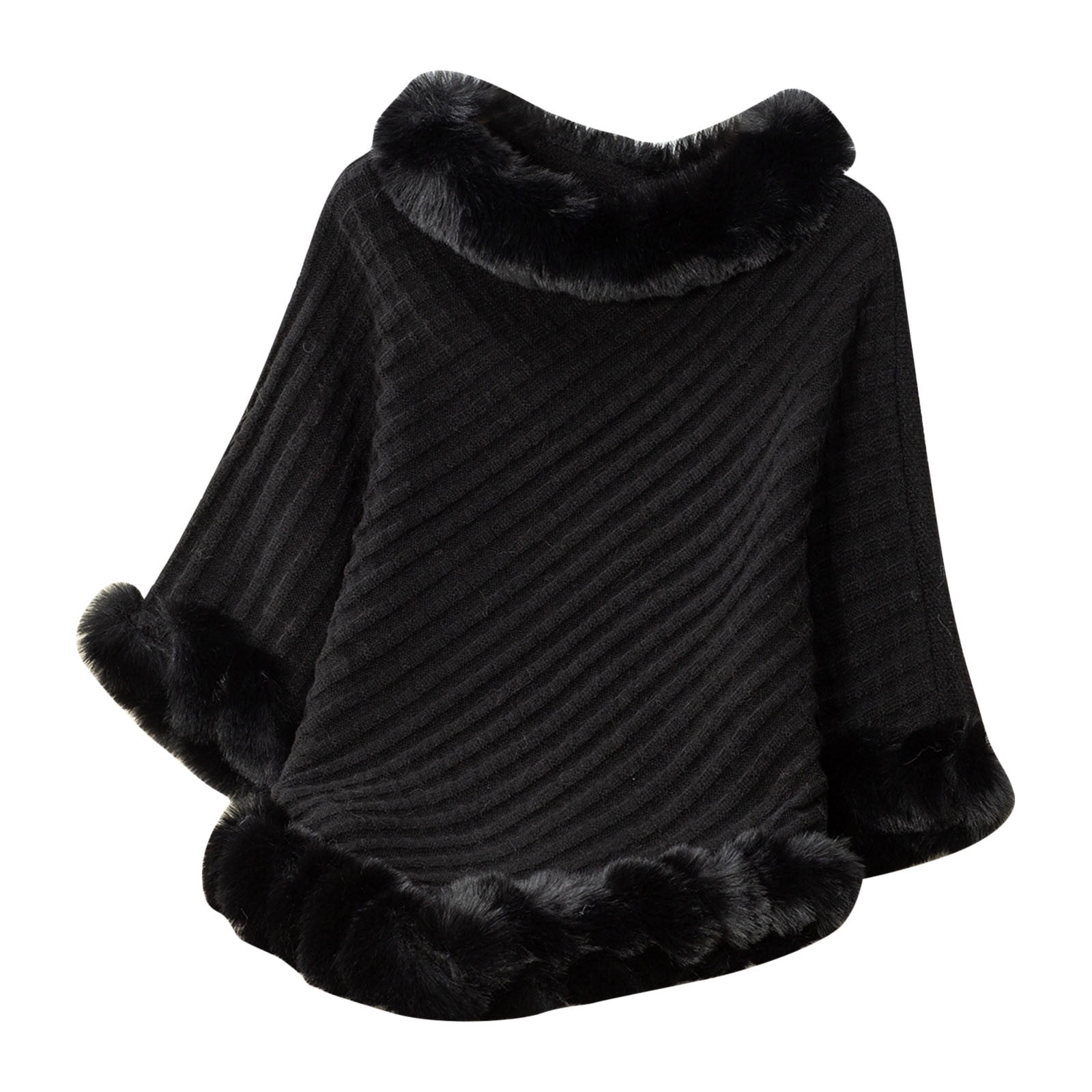 Buigttklop Sweater for Women,Women'S Winter Faux Fur Poncho Coat Bride ...