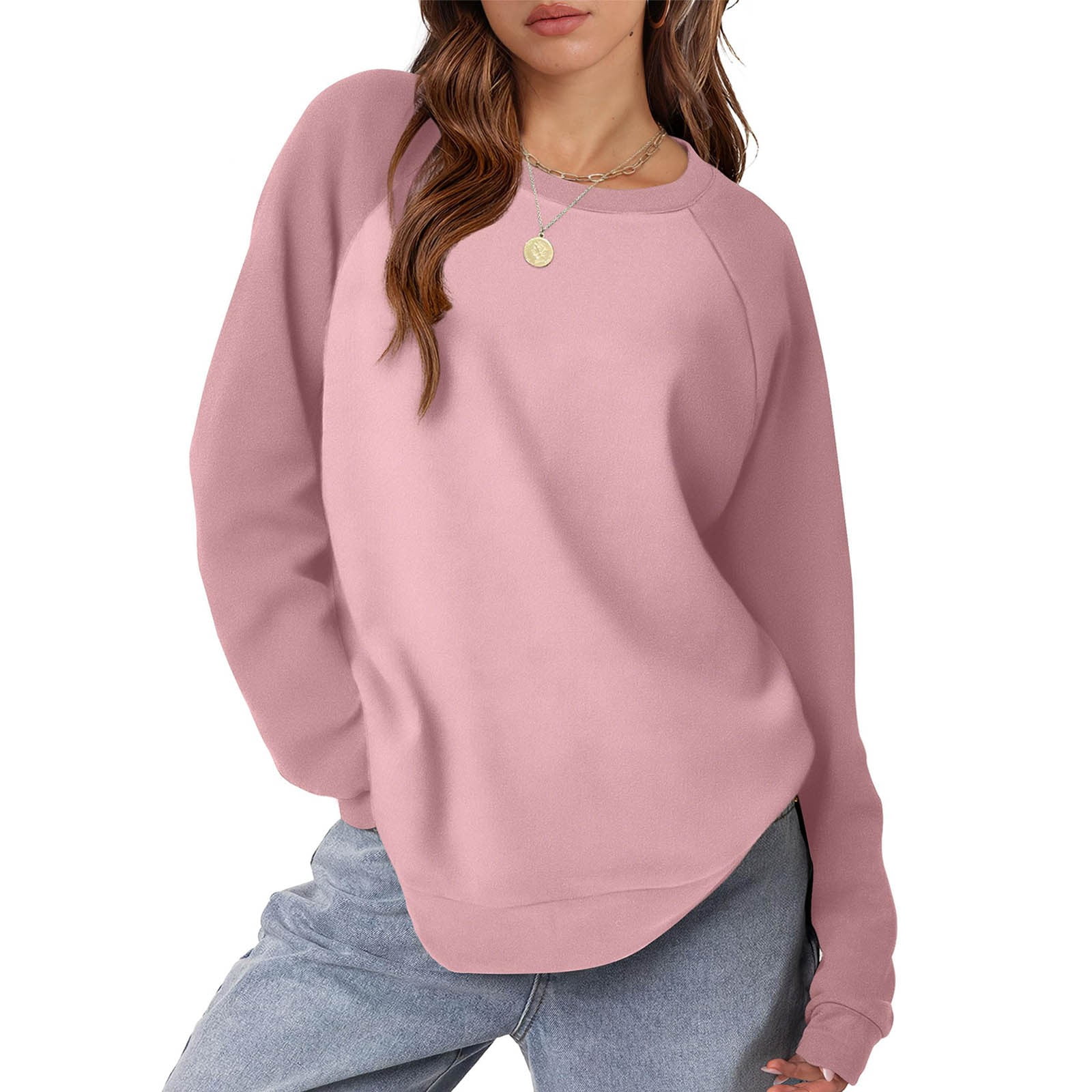 Buigttklop Color Block Sweatshirts for Women Loose Fit Trendy Crewneck ...