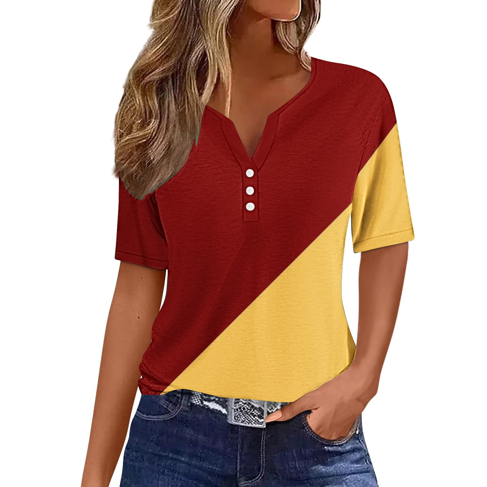 Buigttklop Summer Tops For Women 2024 Plus Size Vacation Trendy V Neck