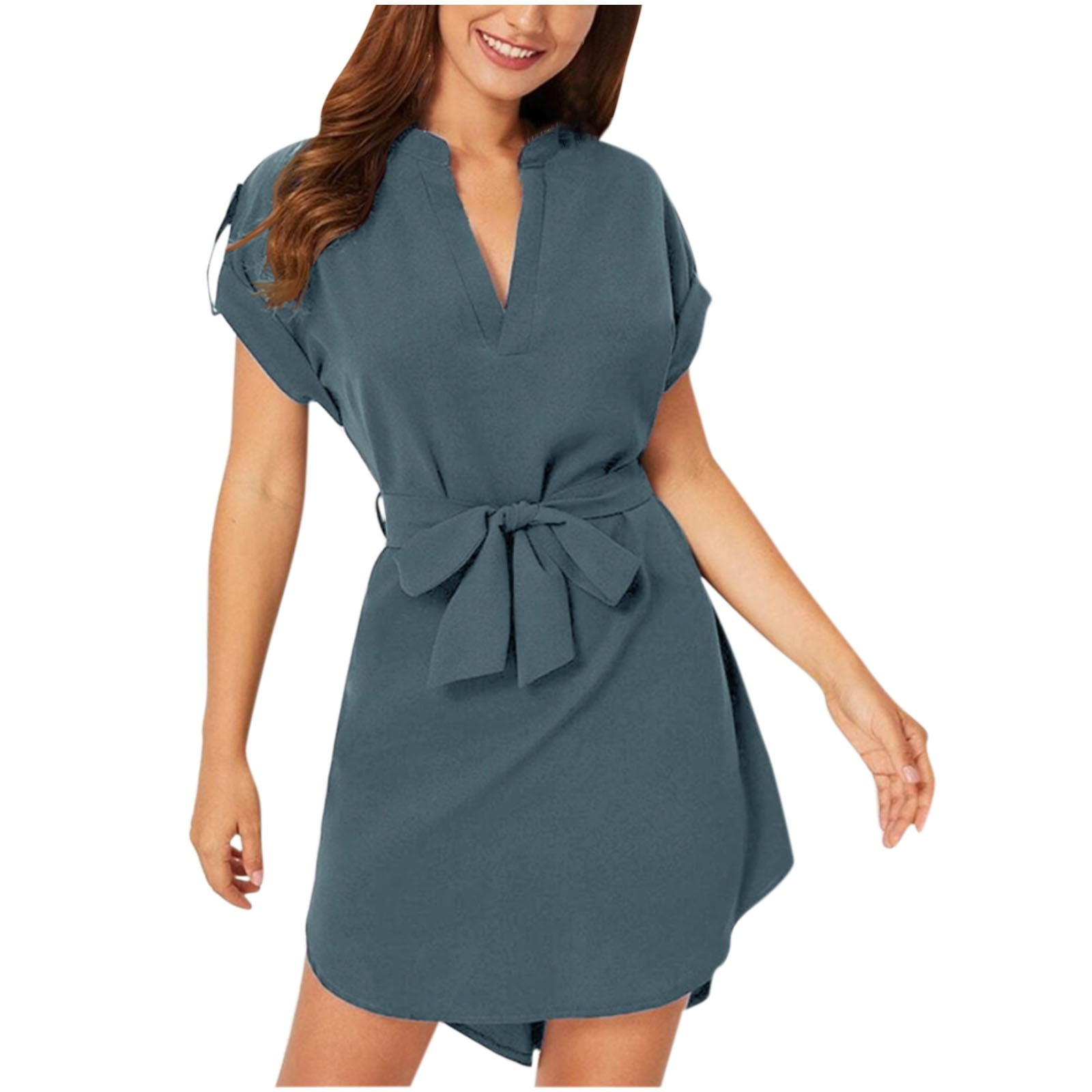 BUIgtTklOP Summer Dresses for Women Dolman Sleeve Irregular Hem Shirt ...