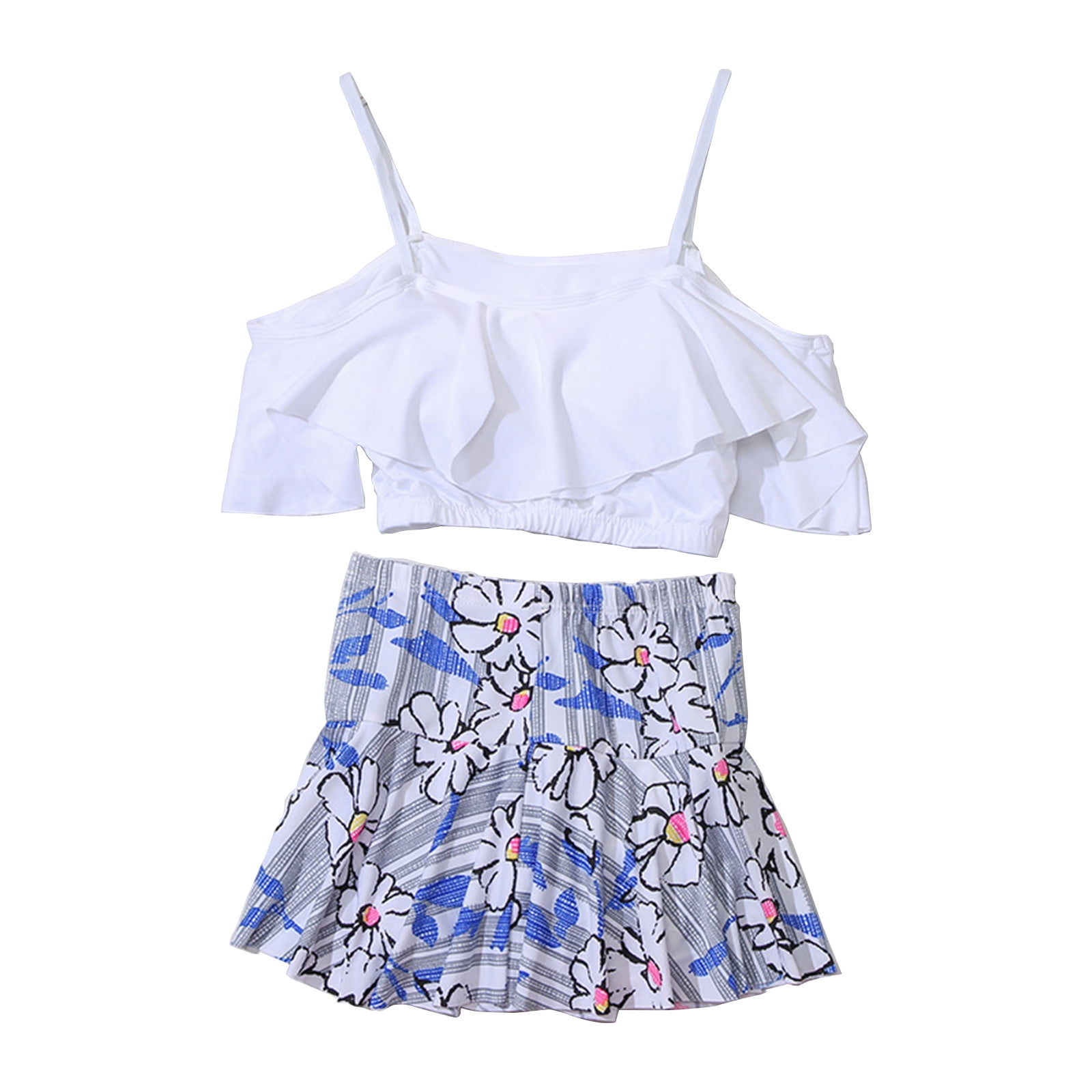 Buigttklop Two Piece High Waisted Swimsuit For Women Swim Skirt Tankini