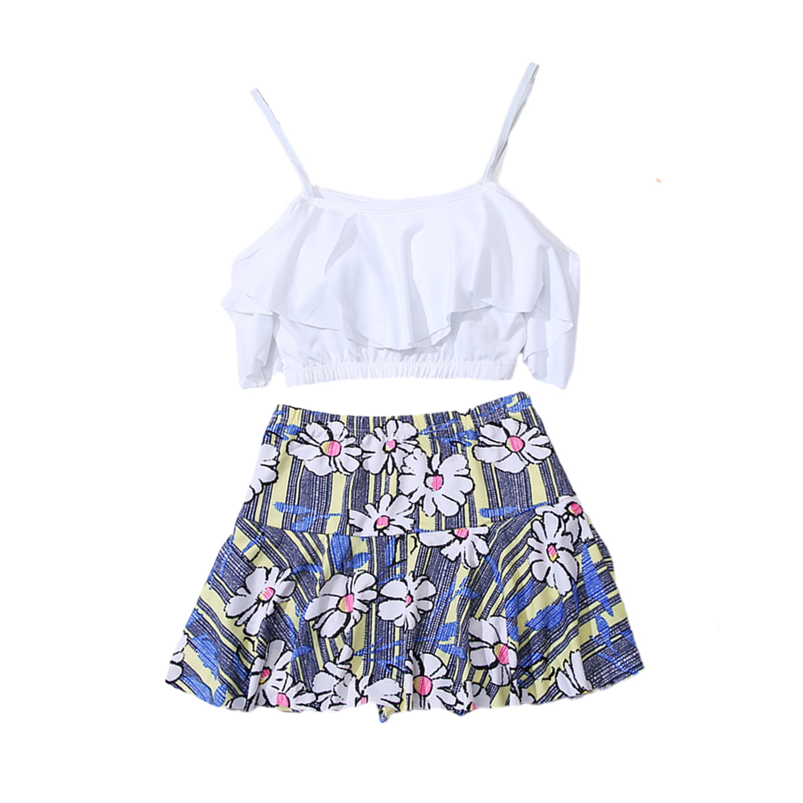 Buigttklop Two Piece High Waisted Swimsuit For Women Swim Skirt Tankini