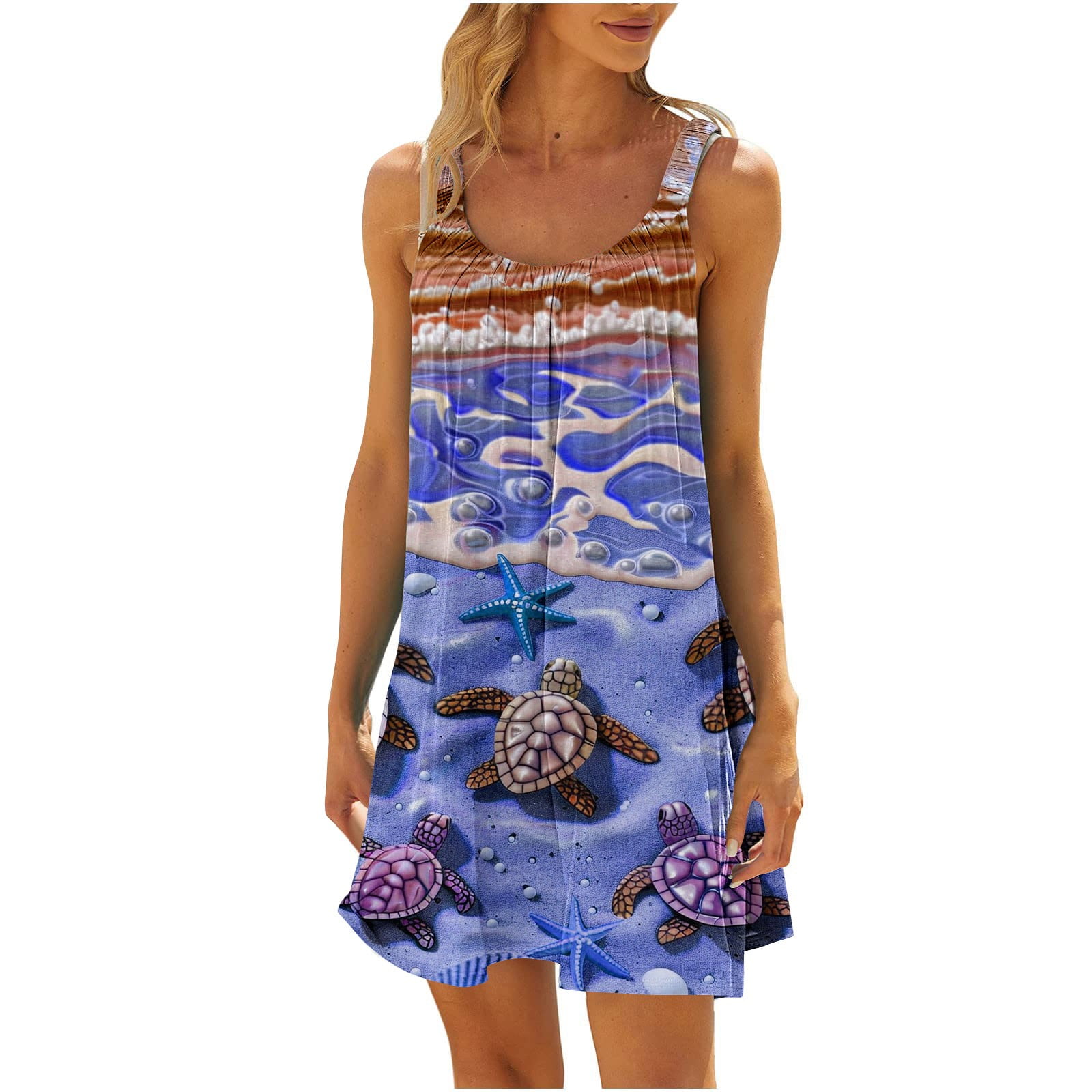 BUIgtTklOP Women's 2024 Summer Dress Casual Sleeveless Round Neck ...