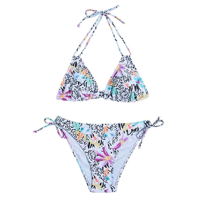 BUIgtTklOP Women's Sexy Bikini Sets Ring Triangle Tie Bathing Suits 2 ...